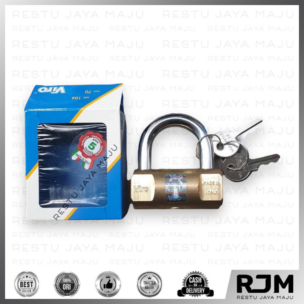 Jual VIRO Gembok Asli Italy 40 50 60 70 80 mm Balok Bulat Kuningan ...