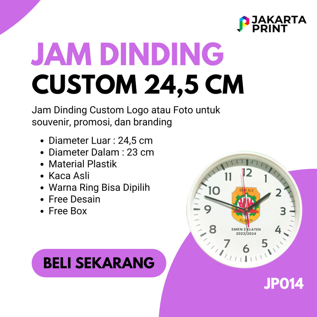 Jual Jam Dinding Custom Jakarta Ukuran 24,5 Cm - Gratis Desain | Shopee ...
