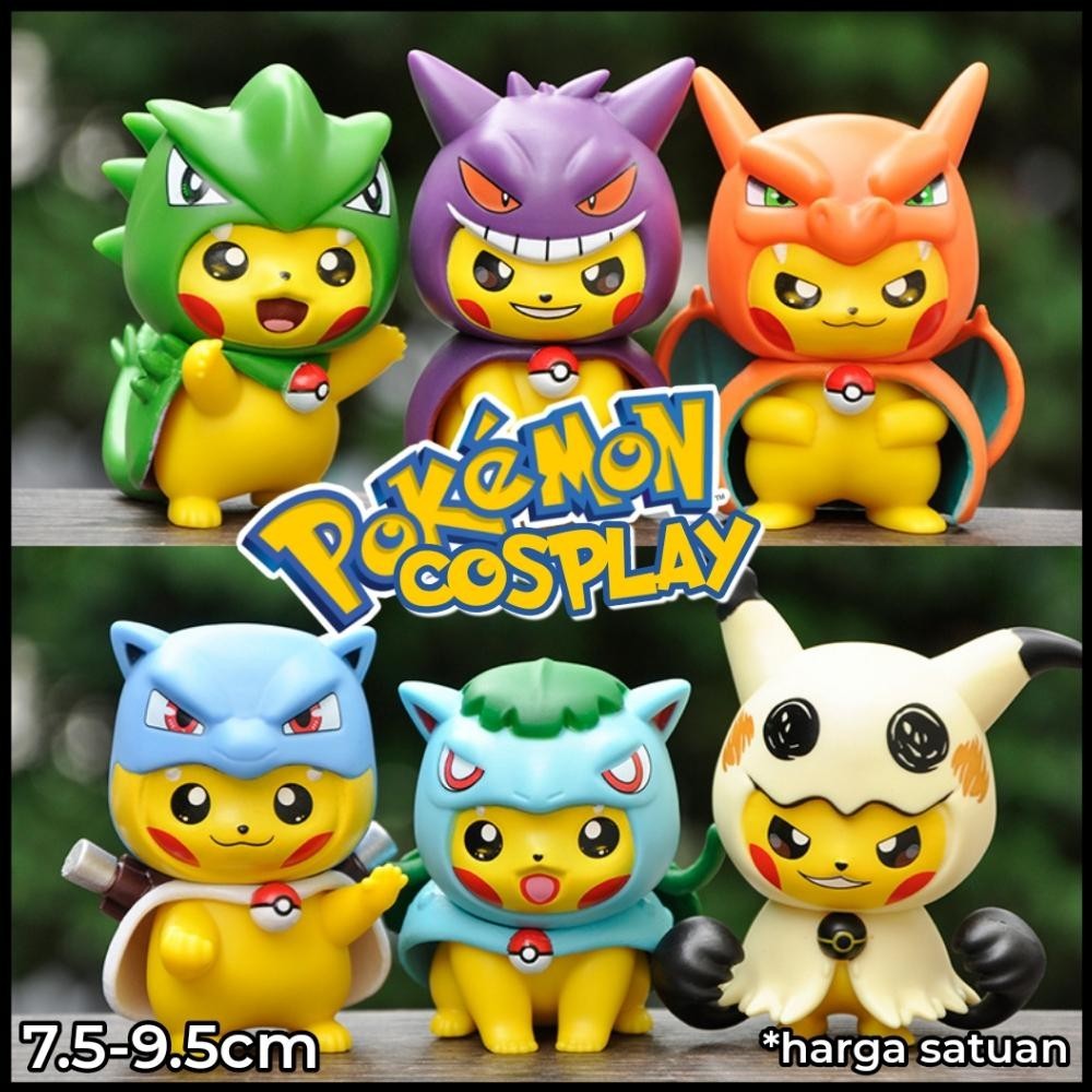 Jual Action Figure Pokemon Pikachu Cosplay - Miniatur Topper Kue Pajangan Mainan Pikacu Black ...