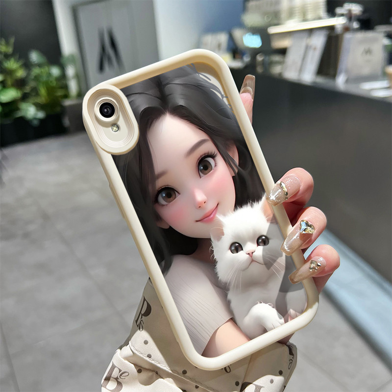 Jual Casing Hp VIVO Y91C Y90 Y1s Case pola kucing putih dan perempuan ...