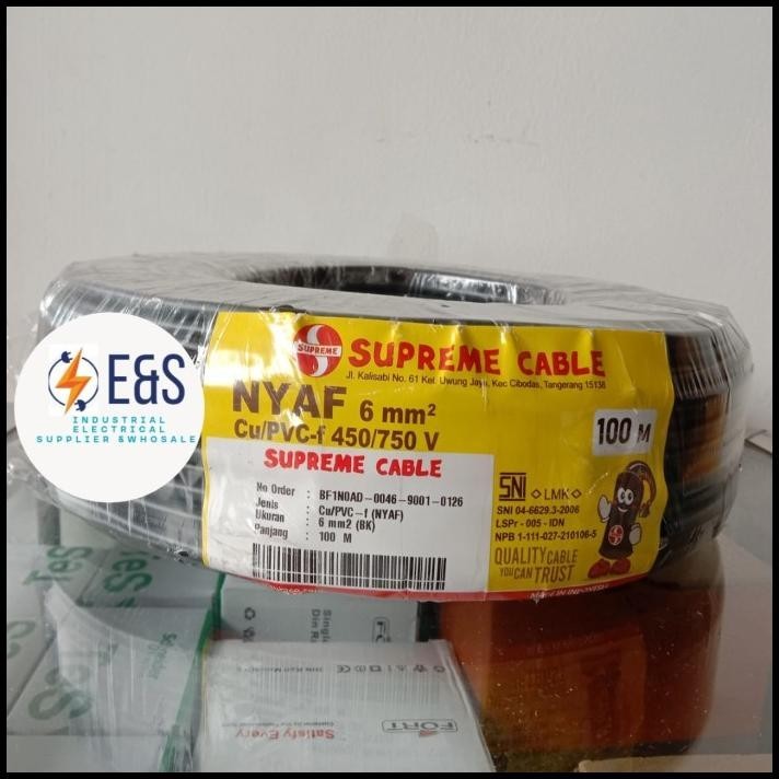 Jual GRATIS ONGKIR KABEL LISTRIK SUPREME NYAF 6 MM 1 X 6MM JUAL ECERAN PER METER | Shopee Indonesia