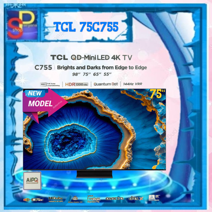 Jual TCL QLED MINI LED 75C755 75 INCH, GOOGLE TV NEW MODEL GARANSI RESMI PABRIK. | Shopee Indonesia