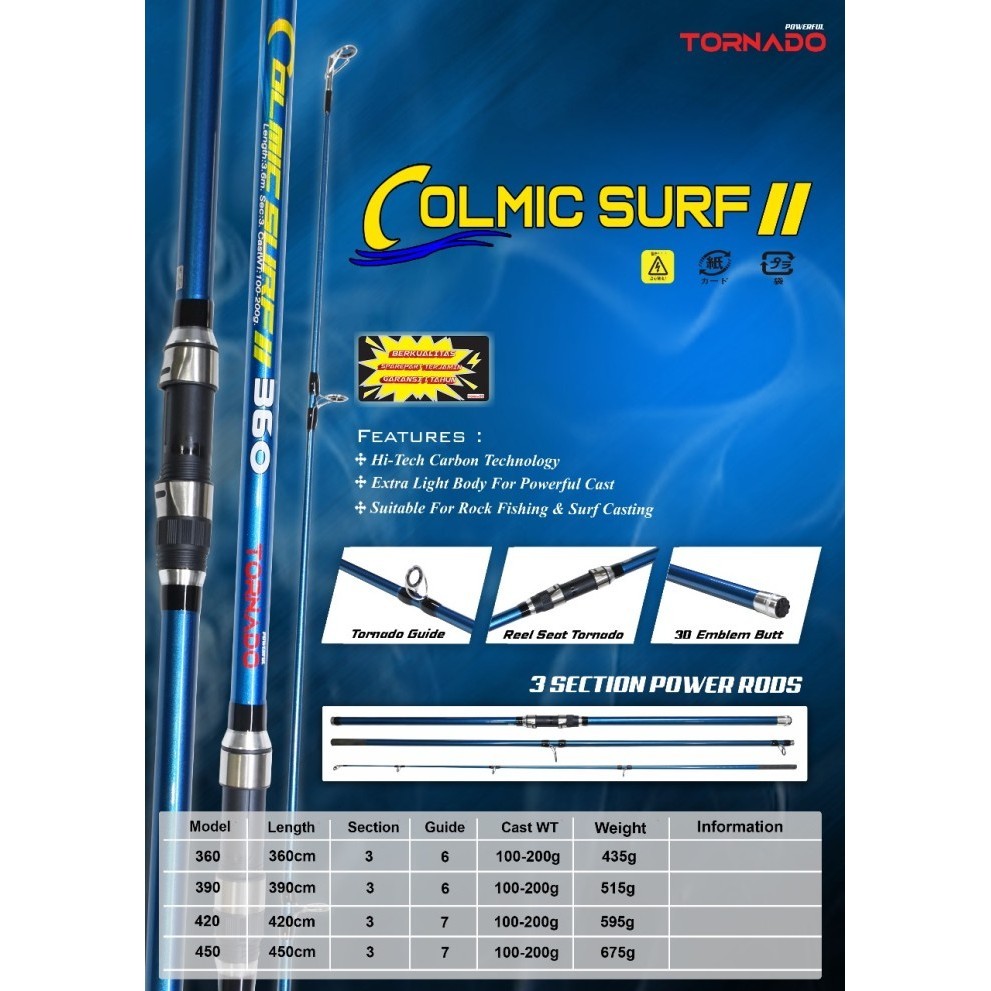 Jual Joran TORNADO COLMIC SURF II 360/390/420/450 n - Joran Pasiran ...