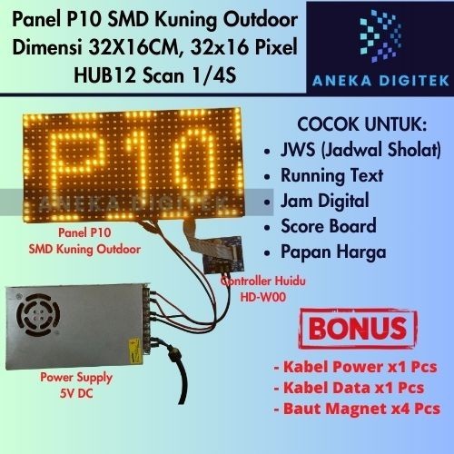Jual Panel Module Modul LED P10 Running Text SMD Yellow Kuning Outdoor ...