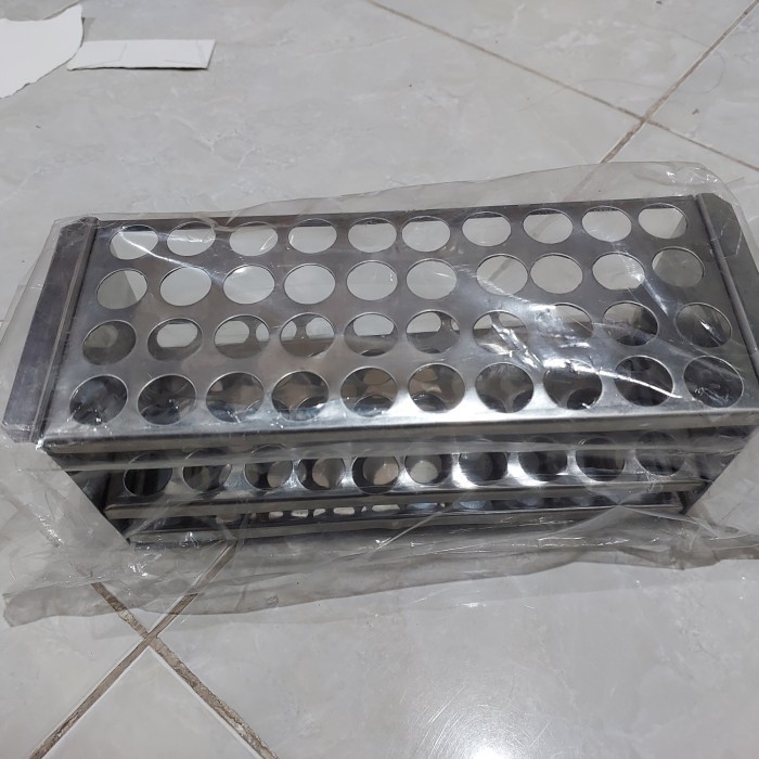 Jual rak tabung reaksi 40 lubang rack test tube 40 hole rak stainless ...