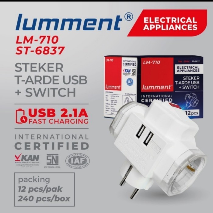 Jual STEKER T-ARDE USB LUMMENT 6837 ST-6837 / TEE ARDE USB LUMMENT 6837 ...