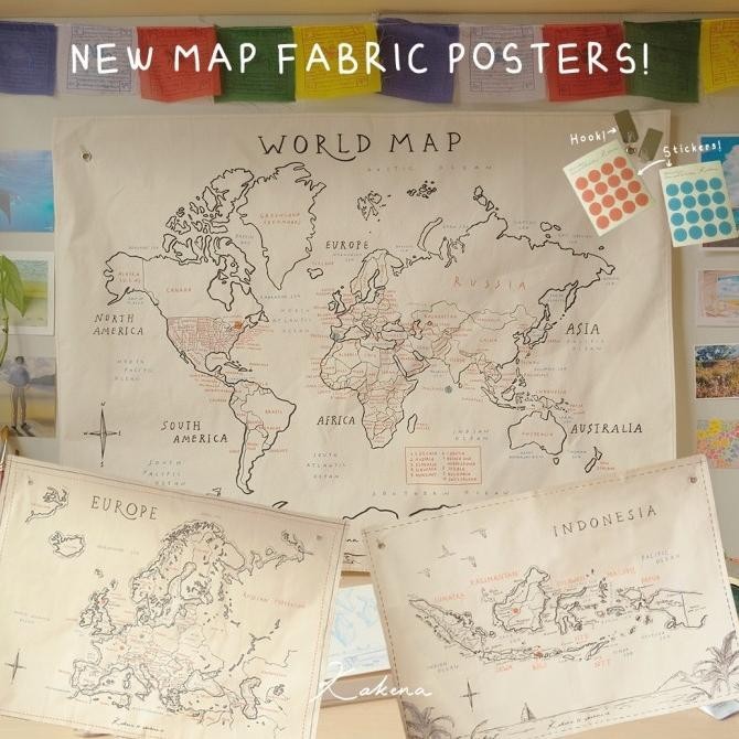 Jual World Map Fabric Poster | Hiasan Dinding Dekorasi Kamar | Shopee ...