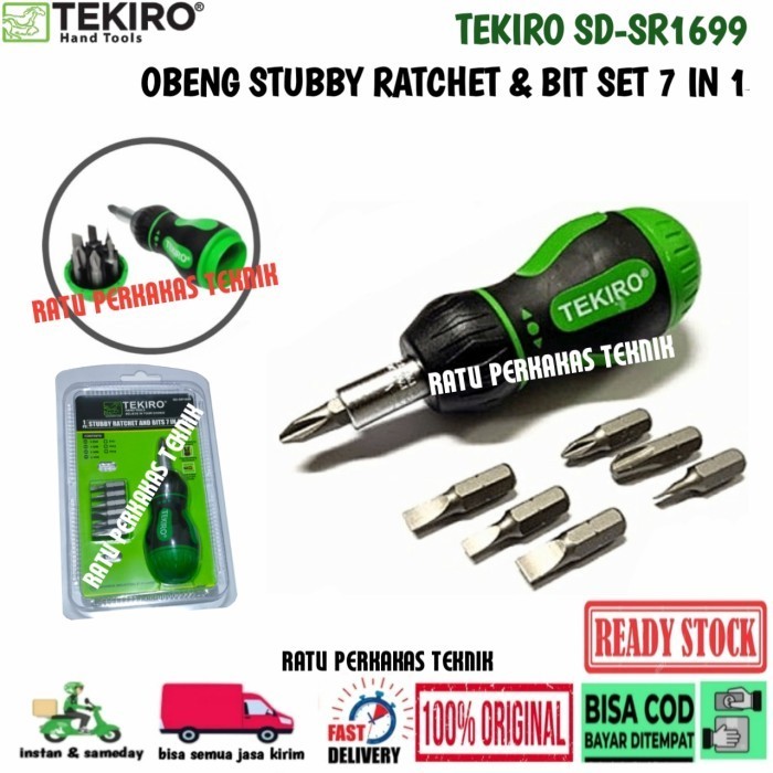 Jual Tekiro Obeng Ratchet Set 7 In 1 Stubby / Obeng Cel Racet Original ...