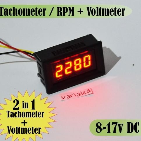 Jual 2 In 1 Tachometer Rpm + Voltmeter Digital Dc 8-17V Motor Mobil Led Red | Shopee Indonesia