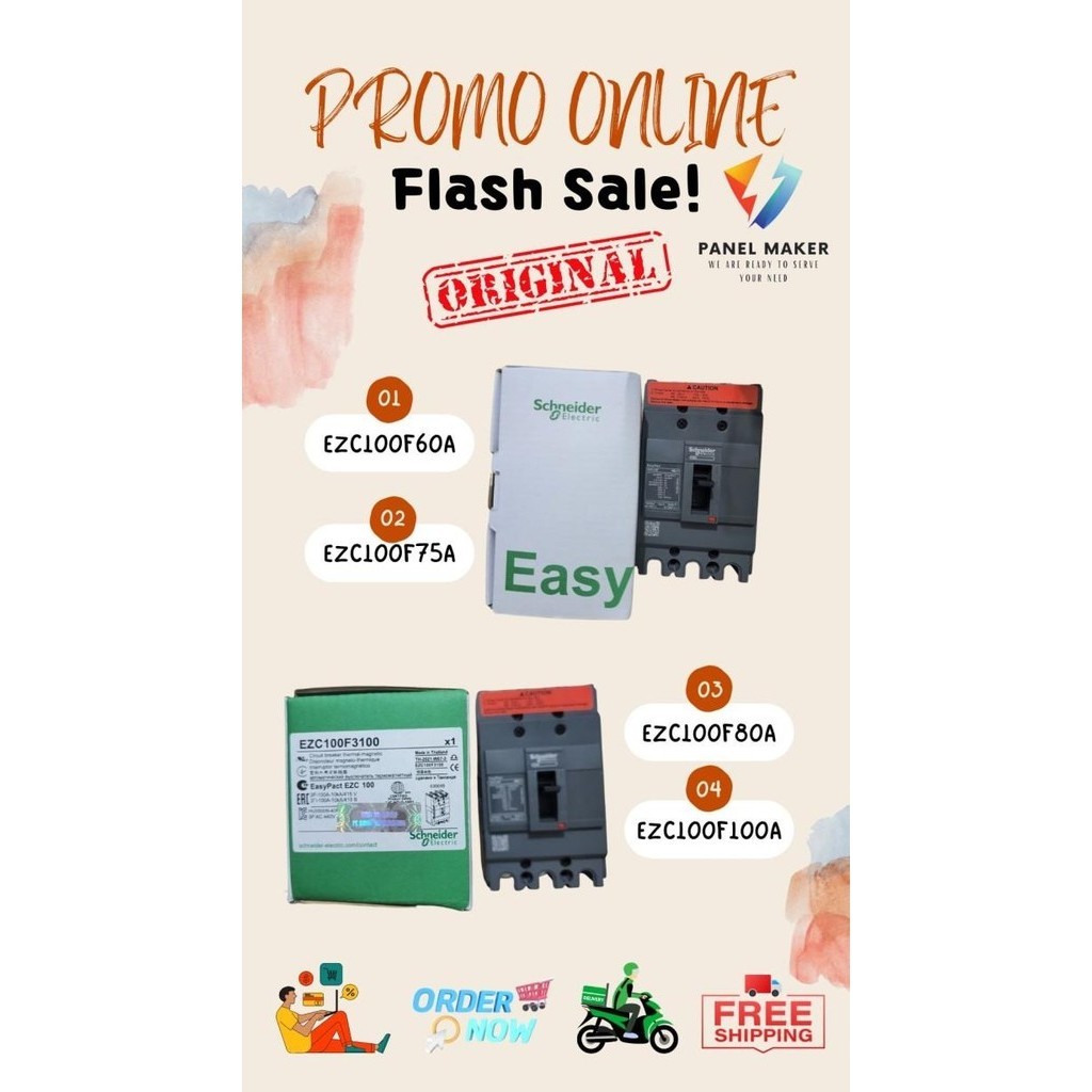 Jual Mccb Ezc / Breaker Easypact Schneider Ezc100F 3P 60A, 75A, 80A ...
