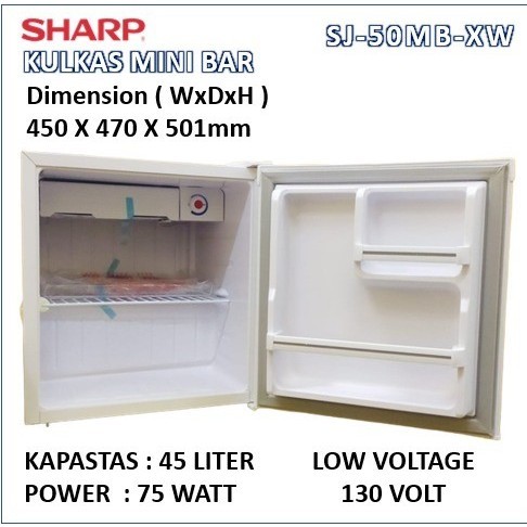 Jual KULKAS MINI BAR 1 PINTU SHARP 45 LITER SJ-50MB-XW KULKAS MINI ...
