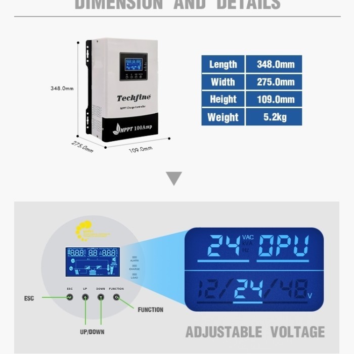 Jual Stok Terbatas! Mppt 100A Techfine Solar Charge Controller Scc Pv ...