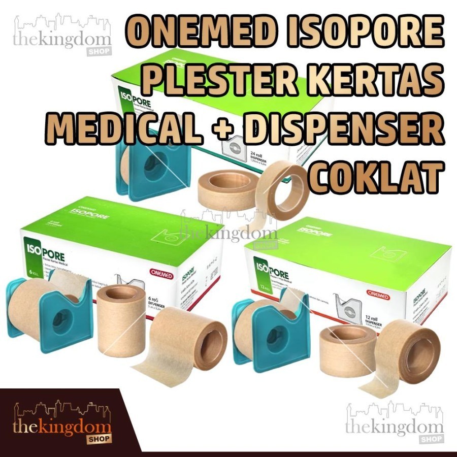 Jual Onemed Isopore Coklat Plester + Dispenser 5cm 2,5cm 1,25cm x 9,2m ...