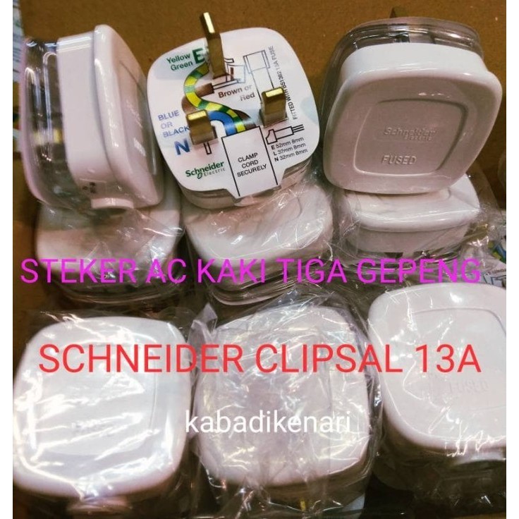 Jual Steker Ac Kaki 3 13A Schneider Clipsal / Colokan Ac / Plug Stop ...