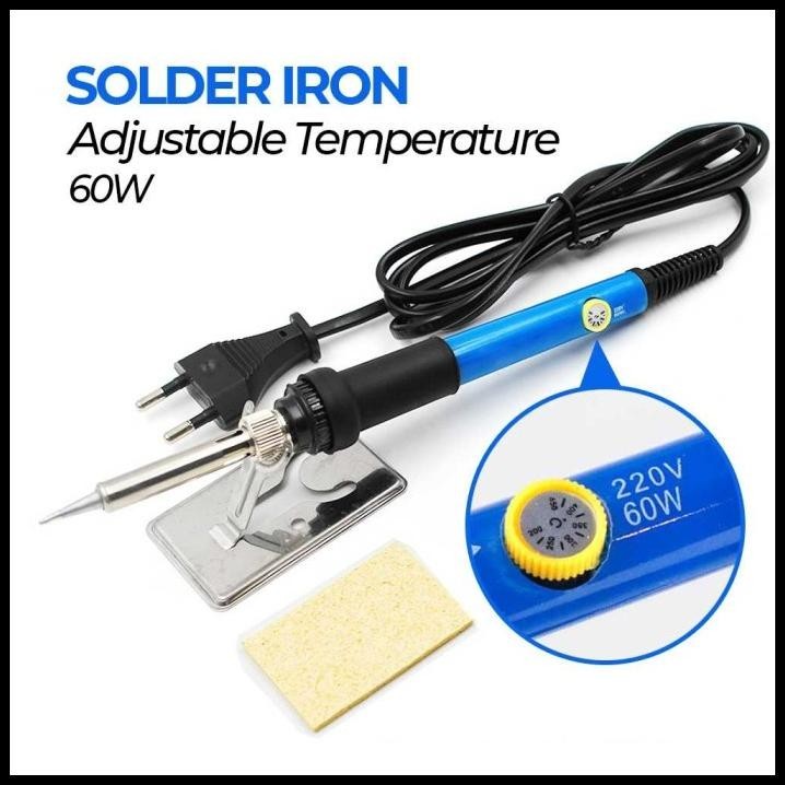 Jual SOLDER LISTRIK IRON ADJUSTABLE TEMPERATURE 60W + 5 KEPALA TIP SOLDER | Shopee Indonesia