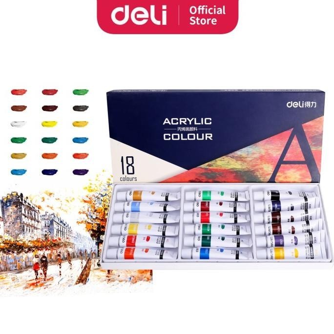 Jual Deli cat akrilik 18 warna, cepat kering dan halus 73857 | Shopee ...