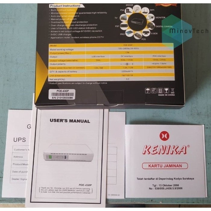 Jual Kenika Portable Mini Ups Dc Poe Lithium 8800Mah [Poe-430P] | Shopee Indonesia