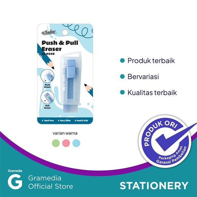 Jual Estudee Push&Pull Eraser Es-H258 Blue | Shopee Indonesia
