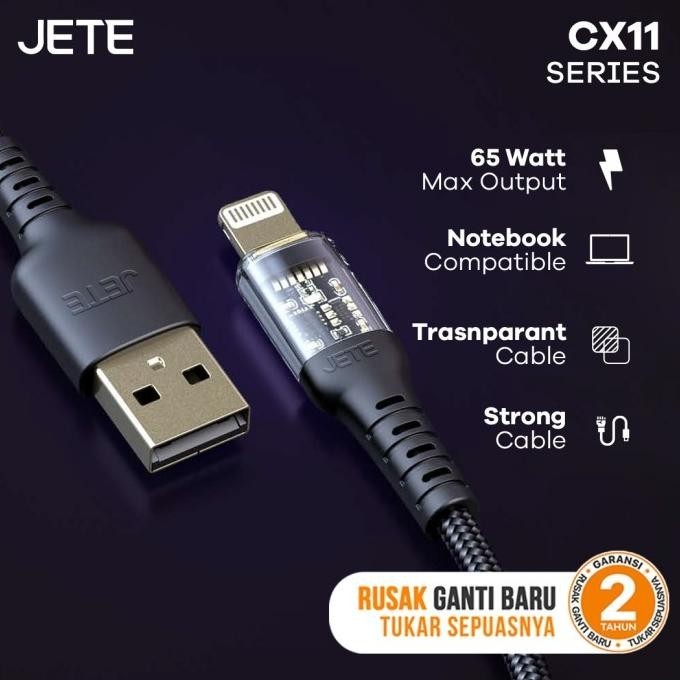 Jual Kabel Data HP Charger Cas JETE CX11 Type-C Lightning Fast Charging ...