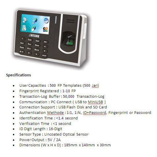 Jual Fingerprint Secure Eazy-M Garansi Resmi-Mesin Absen Absensi Sidik ...