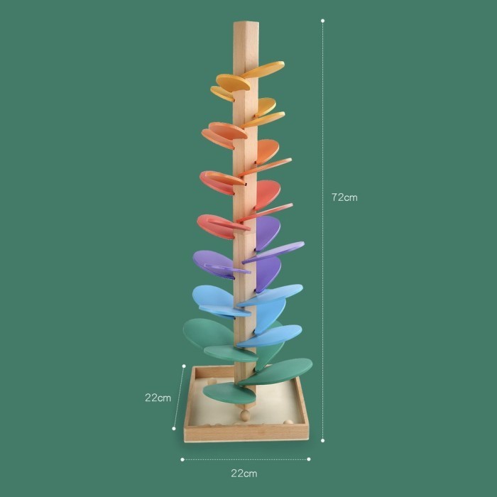 Jual Music Tree Marble Sounding Tree Rainbow Leaf Ladder Wooden Ball ...