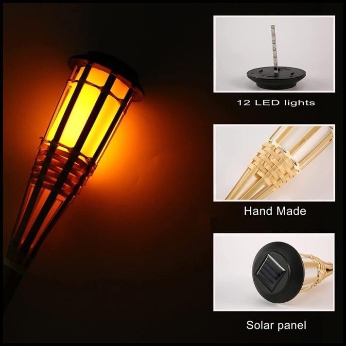 Jual LAMPU OBOR API TENAGA SURYA LAMPU TAMAN SOLAR CELL TANCAP BULUH ...