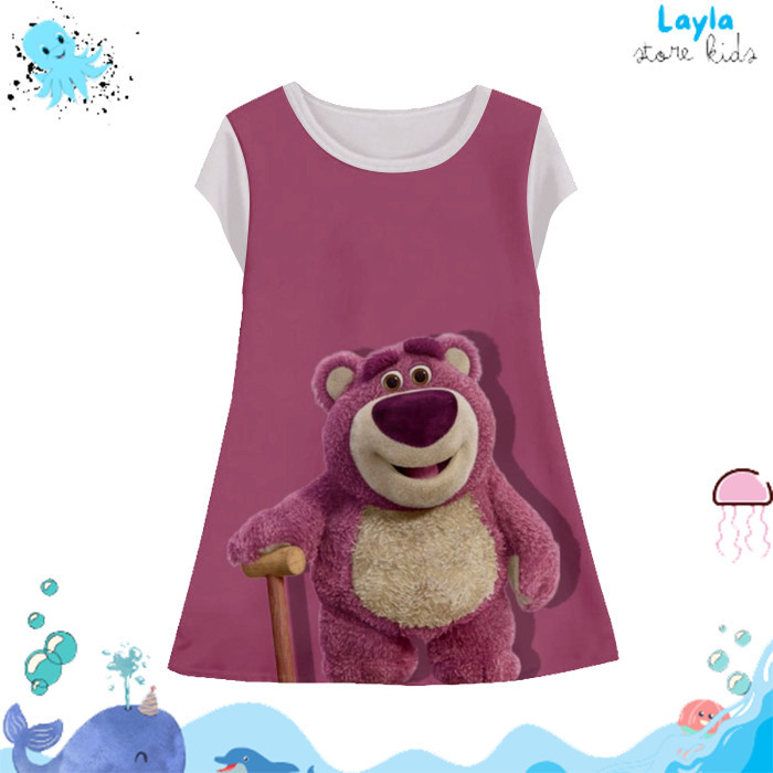 Jual Dress Anak Perempuan Bear Lotso v7 Tunik Anak Wanita Film Animasi ...