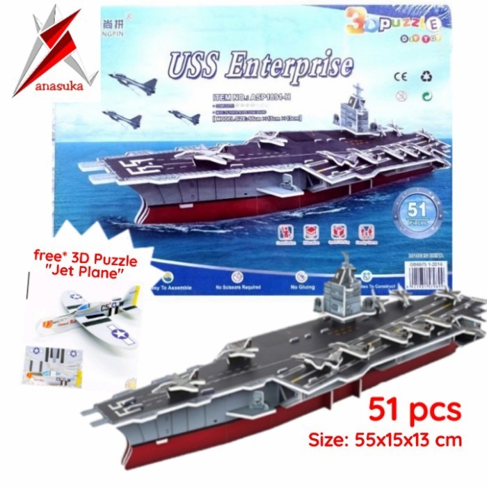 Jual MINIATUR KAPAL INDUK USS ENTERPRISE AIRCRAFTCARRIER PUZZLE 3D MODEL | Shopee Indonesia
