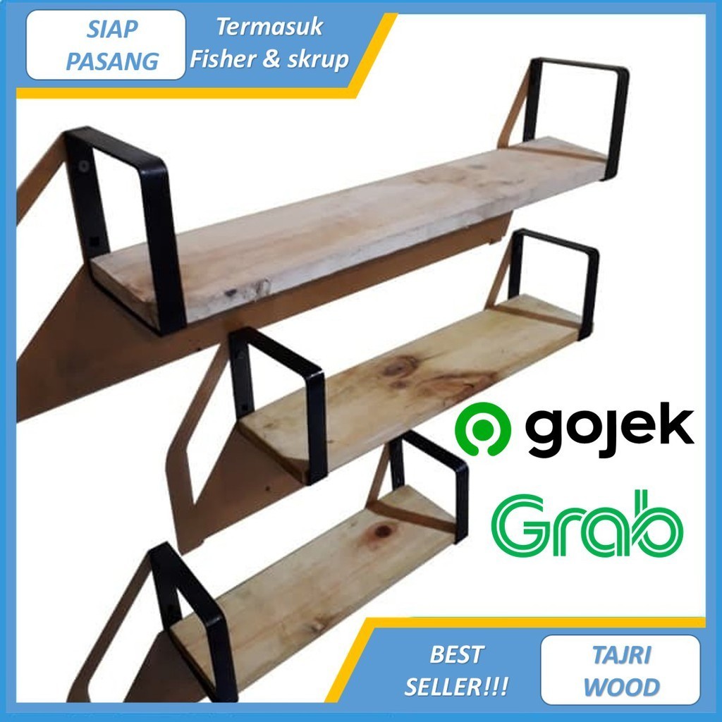 Jual rak dinding besi kayu simple minimalis vintage dekorasi murah rak ...