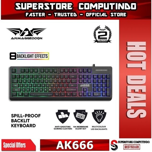 Jual Ready Armaggeddon AK666 Kalashnikov Spill Proof Backlit Gaming ...