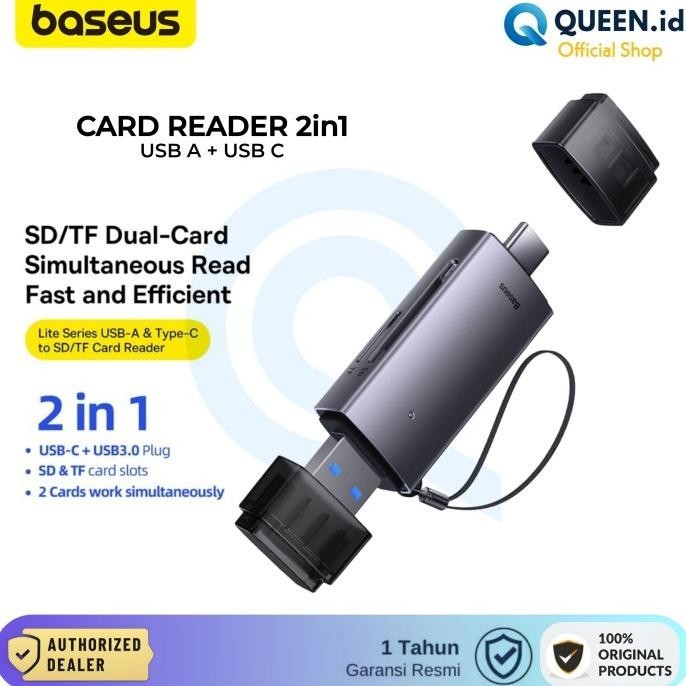 Jual Baseus Card Reader USB TYPE C - 2in1 Micro SD TF MMC OTG Mini ...