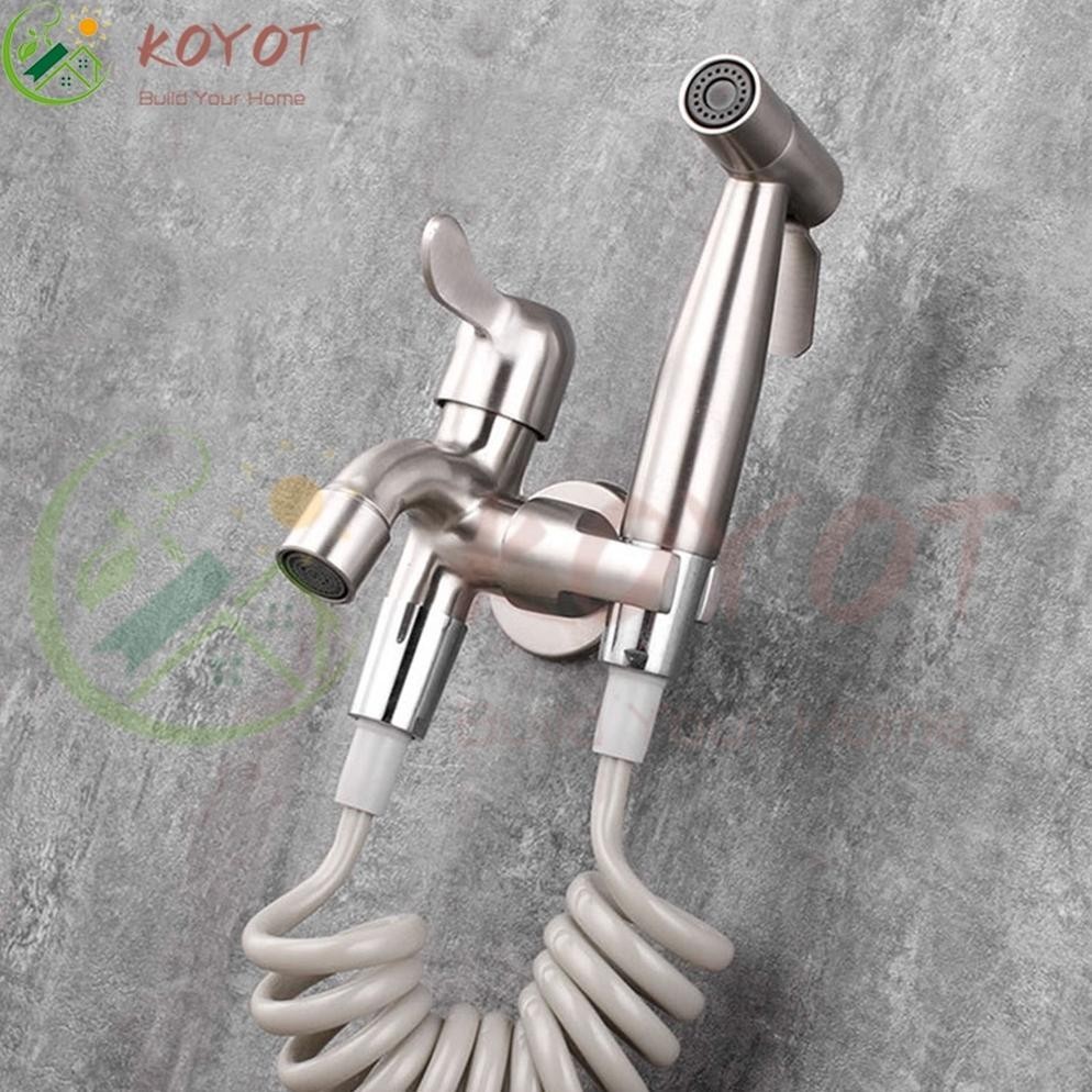 Jual HJK KOYOT Kran Cabang SUS 304 dan Jet Shower Toilet Hitam Matte 1/ ...