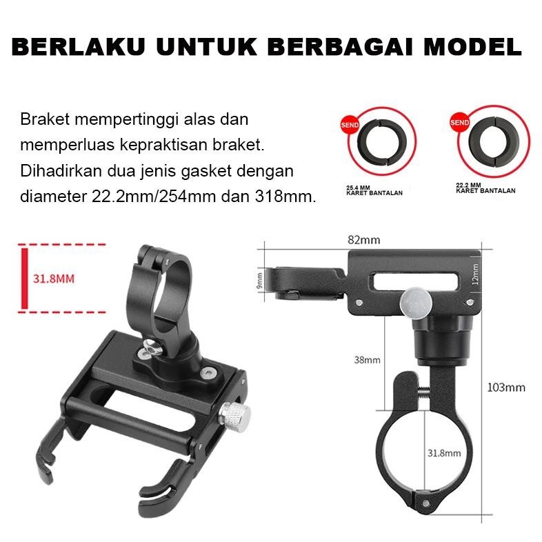 Jual To94 GUB P30 Original Holder Hp Motor Dudukan Ponsel Aluminium Aloy panyekel telepon motor ...