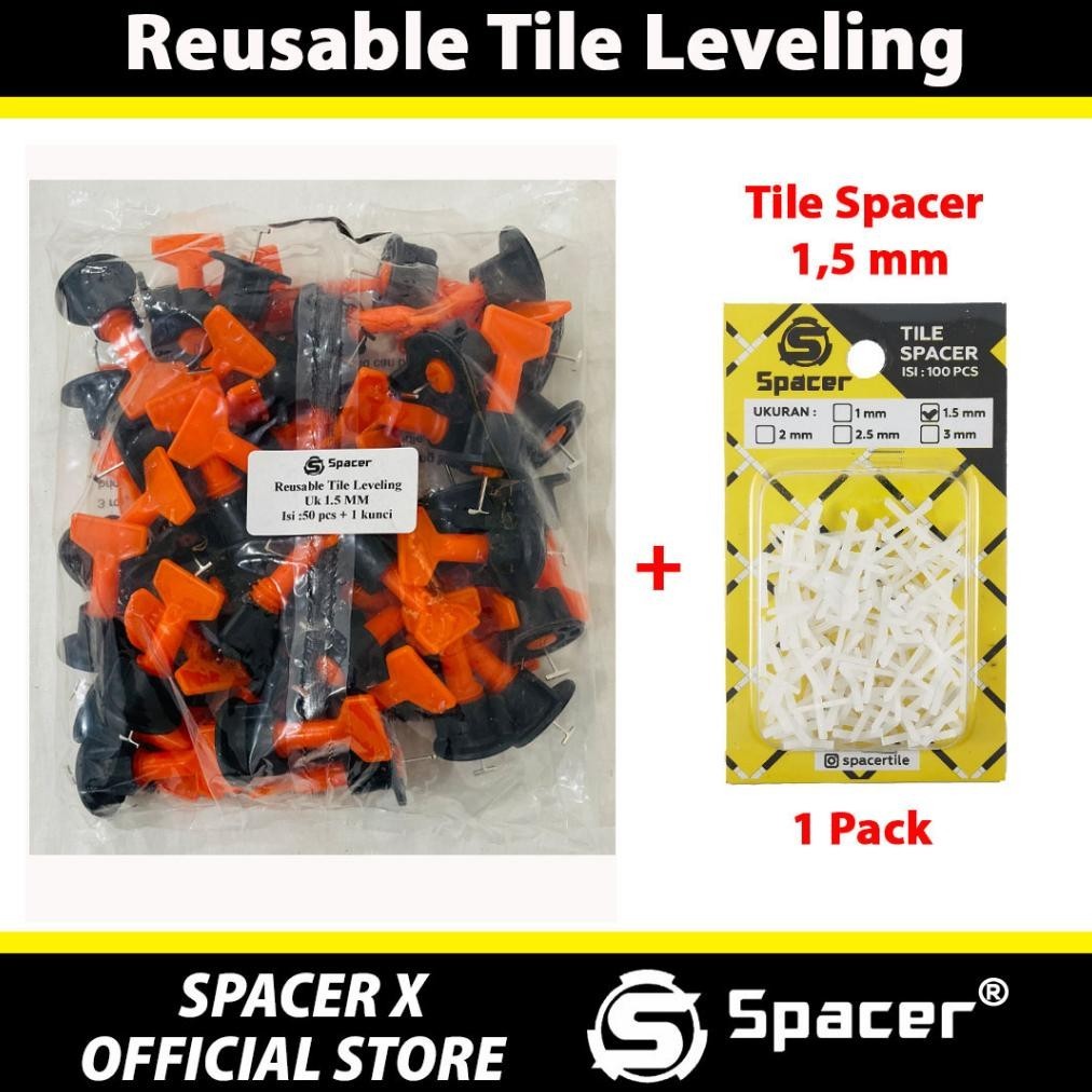 Jual GA24 BONUS Tile Spacer 100 pcs Reusable Tile Leveling 1 mm Alat ...