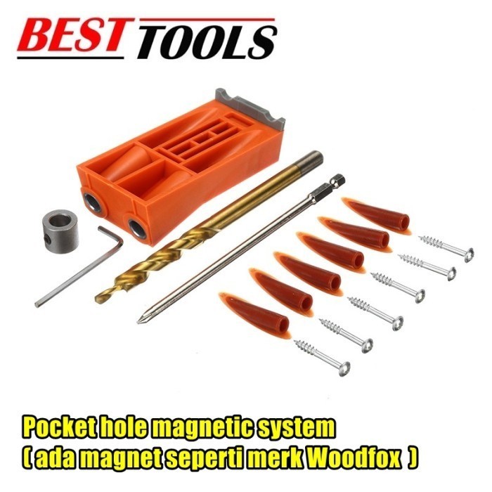 Jual Pocket hole jig mata bor dowel drill guide magnetic Besttools ...