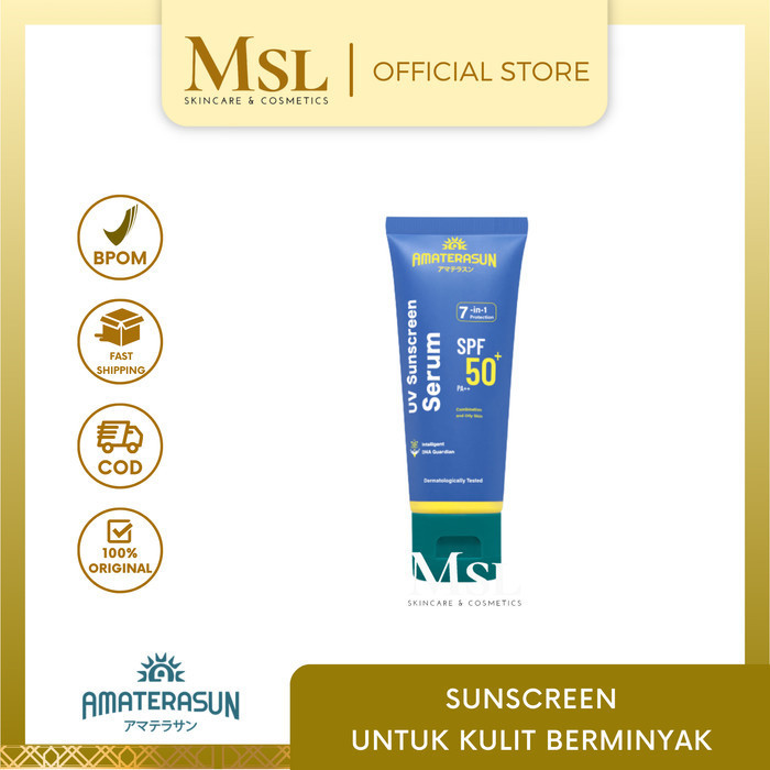 Jual Ready AMATERASUN UV Sunscreen Serum SPF 50+ PA++ 50gr Original | Shopee Indonesia