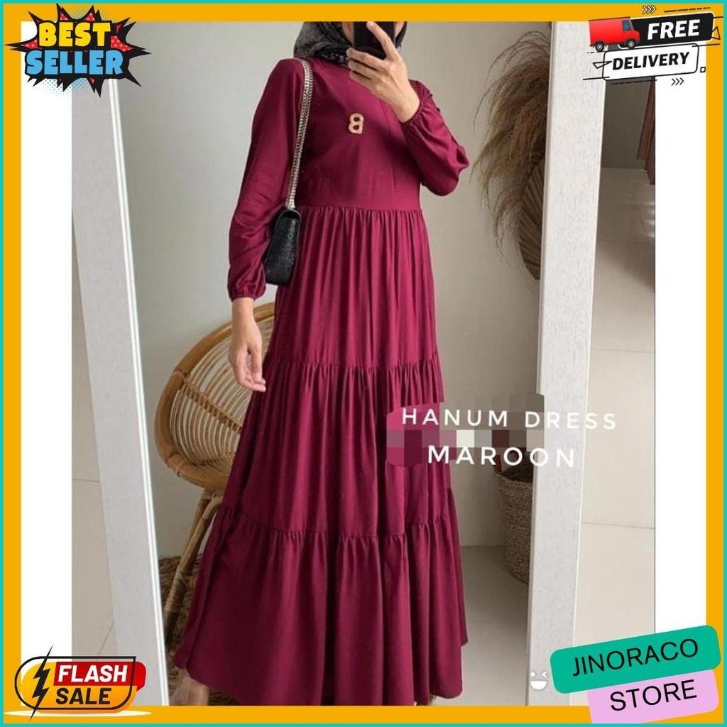Jual Gamis Rempel Susun Hanum Premium/Dress Rempel Susun Polos /Dress Busui /Gamis Busui Terbaru ...