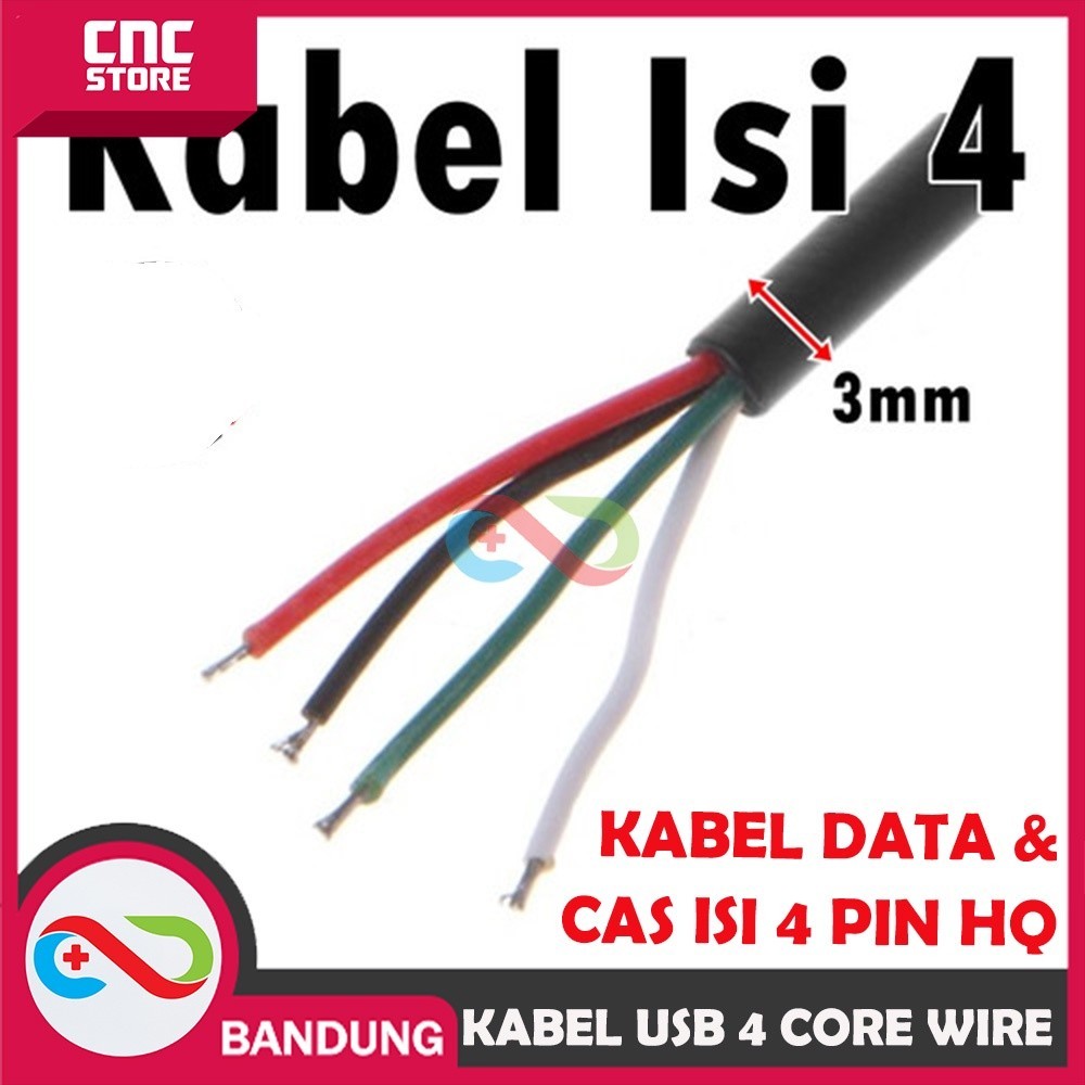 Jual KABEL USB 4 CORE WIRE 4P CABLE DATA DAN CAS ISI 4 PIN HQ PER 1 ...