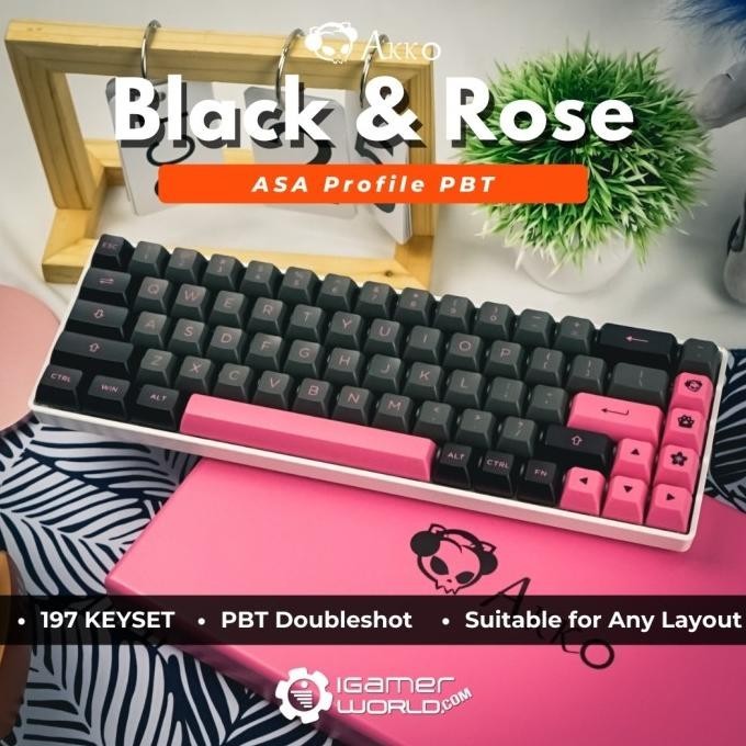 Jual Akko Black & Rose ASA Profile PBT Keycaps for Mechanical Keyboard ...