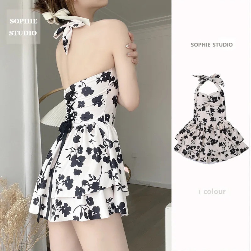 Jual New Swimsuit Ladies Monokini One Piece Korea Leaves Print One 0172