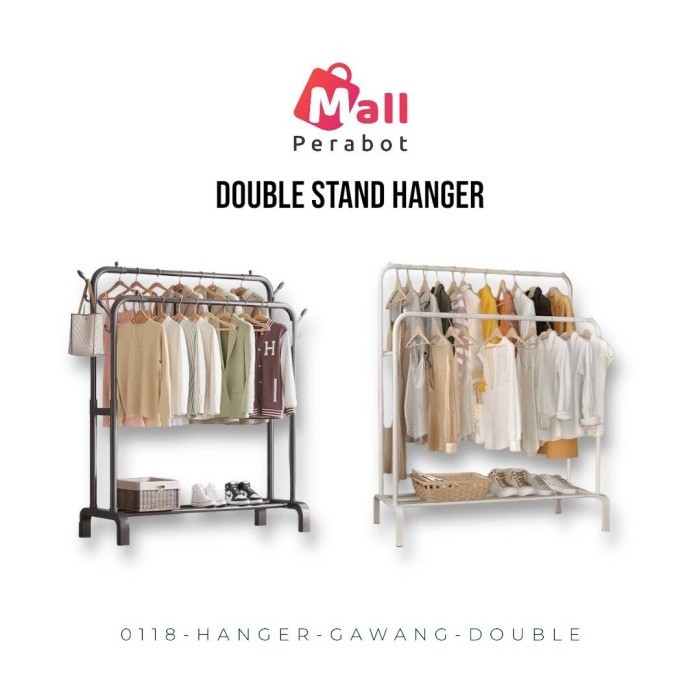Jual Twi Stand Hanger Gawang Single Double Gantungan Baju Besi Rak ...