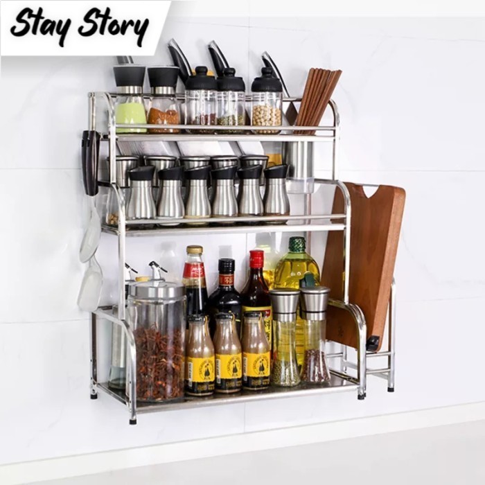 Jual RAK BUMBU DAPUR 3 SUSUN ANTI KARAT RAK BUMBU STAINLESS SERBAGUNA ...