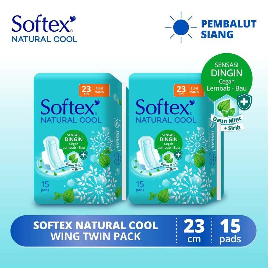 Jual Softex Natural Cool + Super Slim 23cm 15s x 2 Packs - Pembalut ...