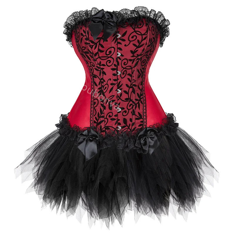 Jual Women Corset Dress Tutu Skrits Set Overbust With Lace Costume ...