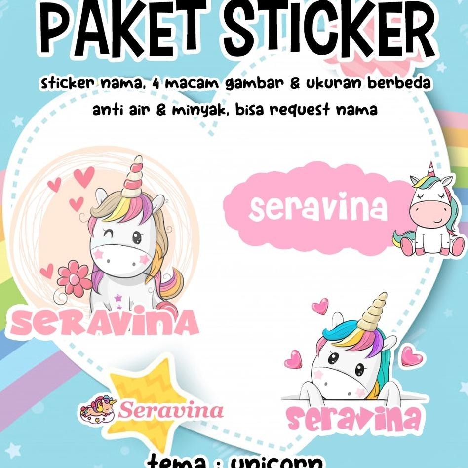 Jual Stiker Nama Lucu Anti Air 101 Pcs Waterproof Custom Stier Label ...