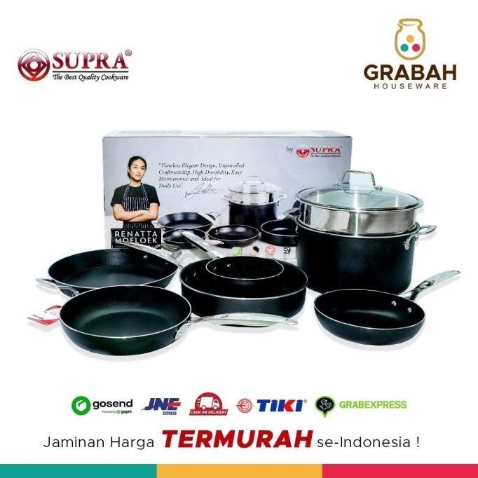 Jual [New] Supra Panci Set Cookware 8 Pcs Black Edisi Chef Renata ...
