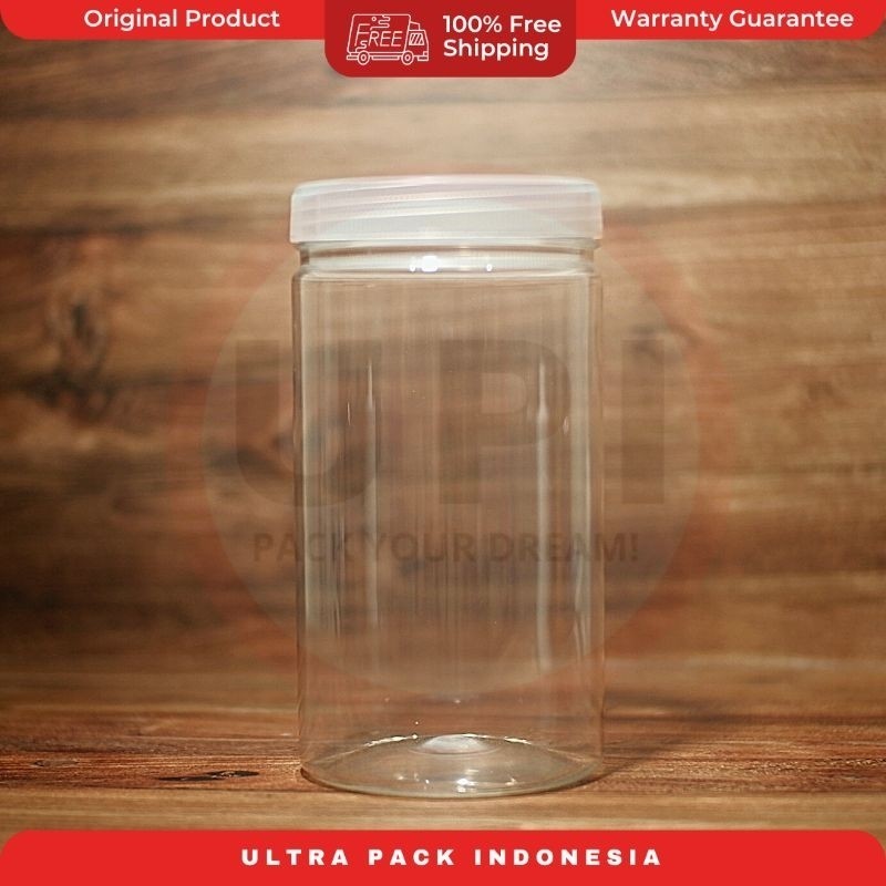 Jual JAR PLASTIK PET CYLINDER 1 LITER + TUTUP ULITR NATURAL PLASTIK ...