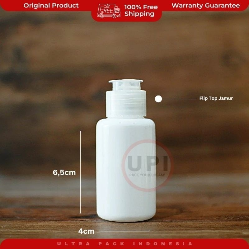 Jual KEMASAN BOTOL FLIPTOP ISI ULANG - BOTOL PET TUBULAR 60ML PUTIH + FLIP TOP MUSHROOM NATURAL ...