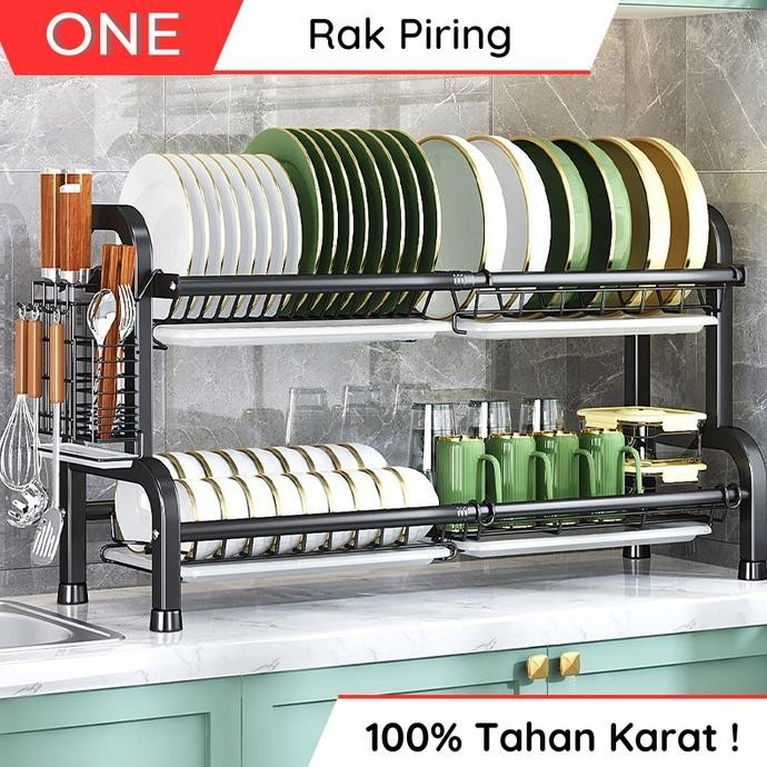 Jual Rak Piring Stainless 2 3 Susun Kapasitas Besar Multifungsi Anti ...