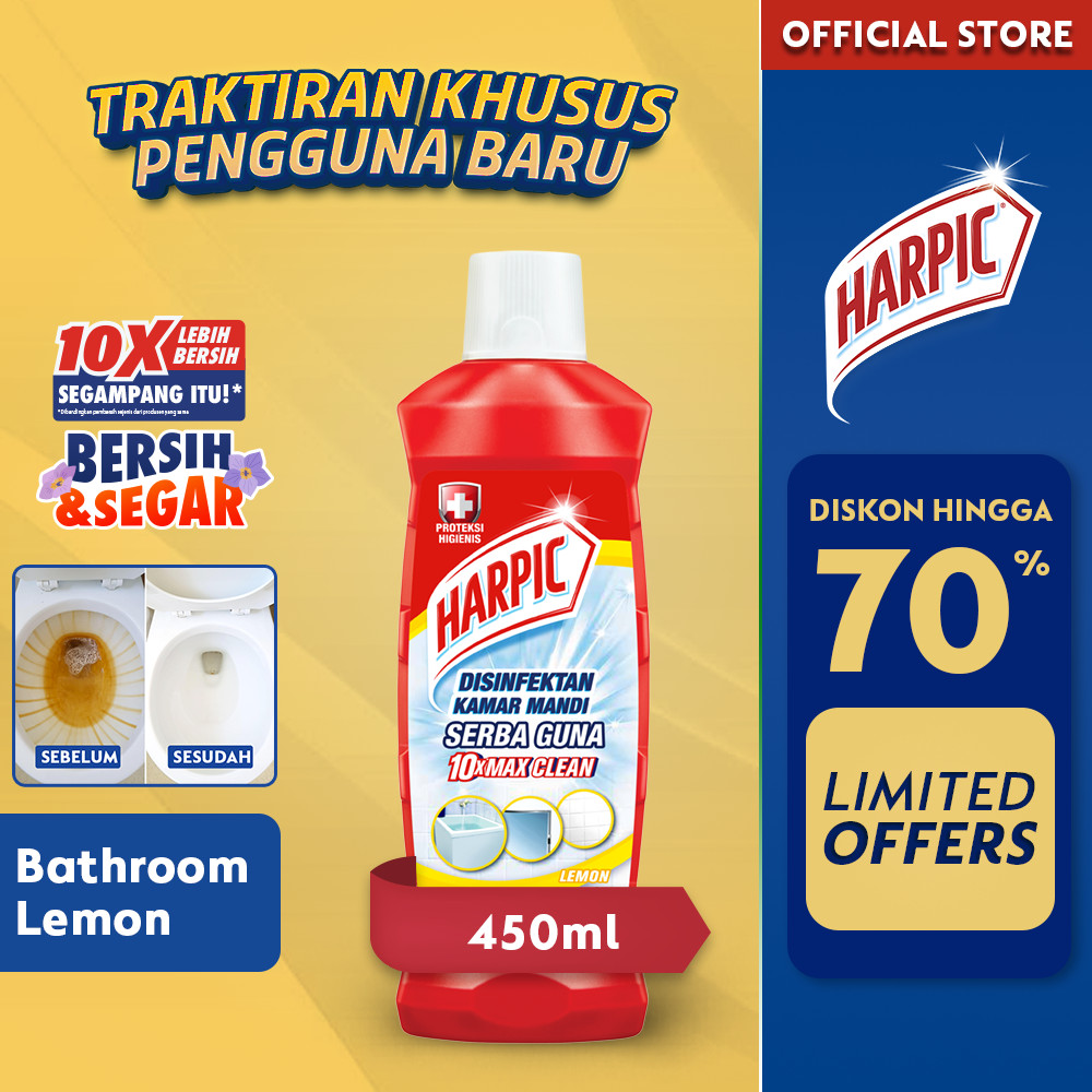Jual Harpic Bathroom Lemon 450 ml Bottle - Pembersih Permukaan Kamar ...